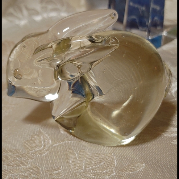 Accents | Vintage Clear Blown Art Glass Rabbit Paperweight | Poshmark